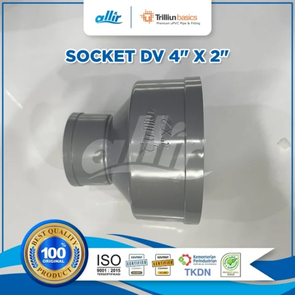 Fitting Trilliun Basic Socket DV 4″ x 2″, Aman untuk Pipa Air & Limbah ...